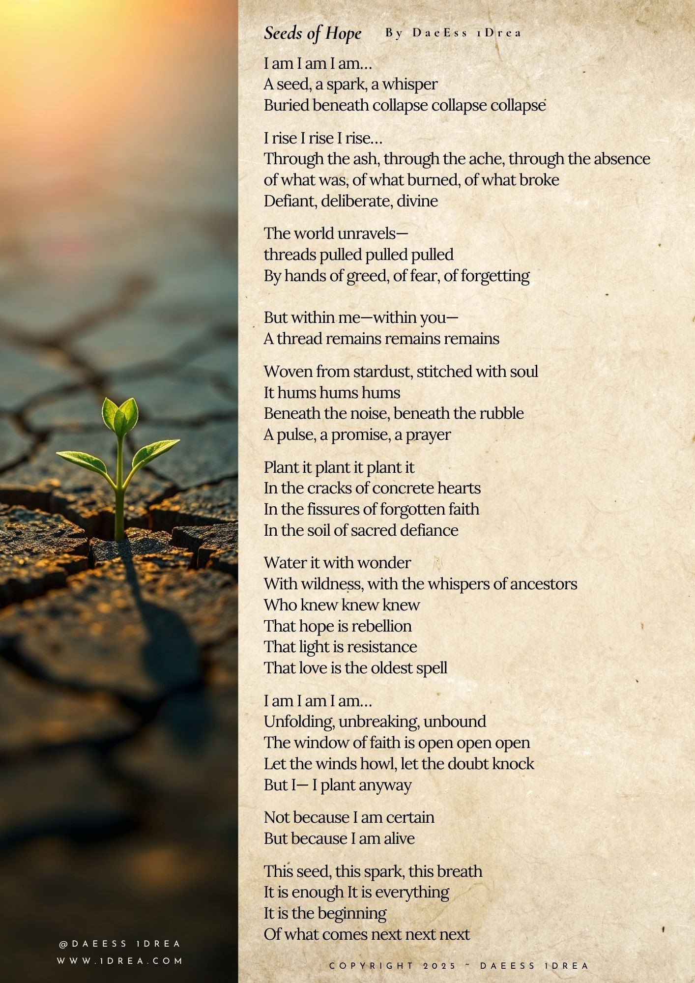 Seeds of Hope | A Poem of Sacred Defiance by DaeEss 1Drea | Resilience ...